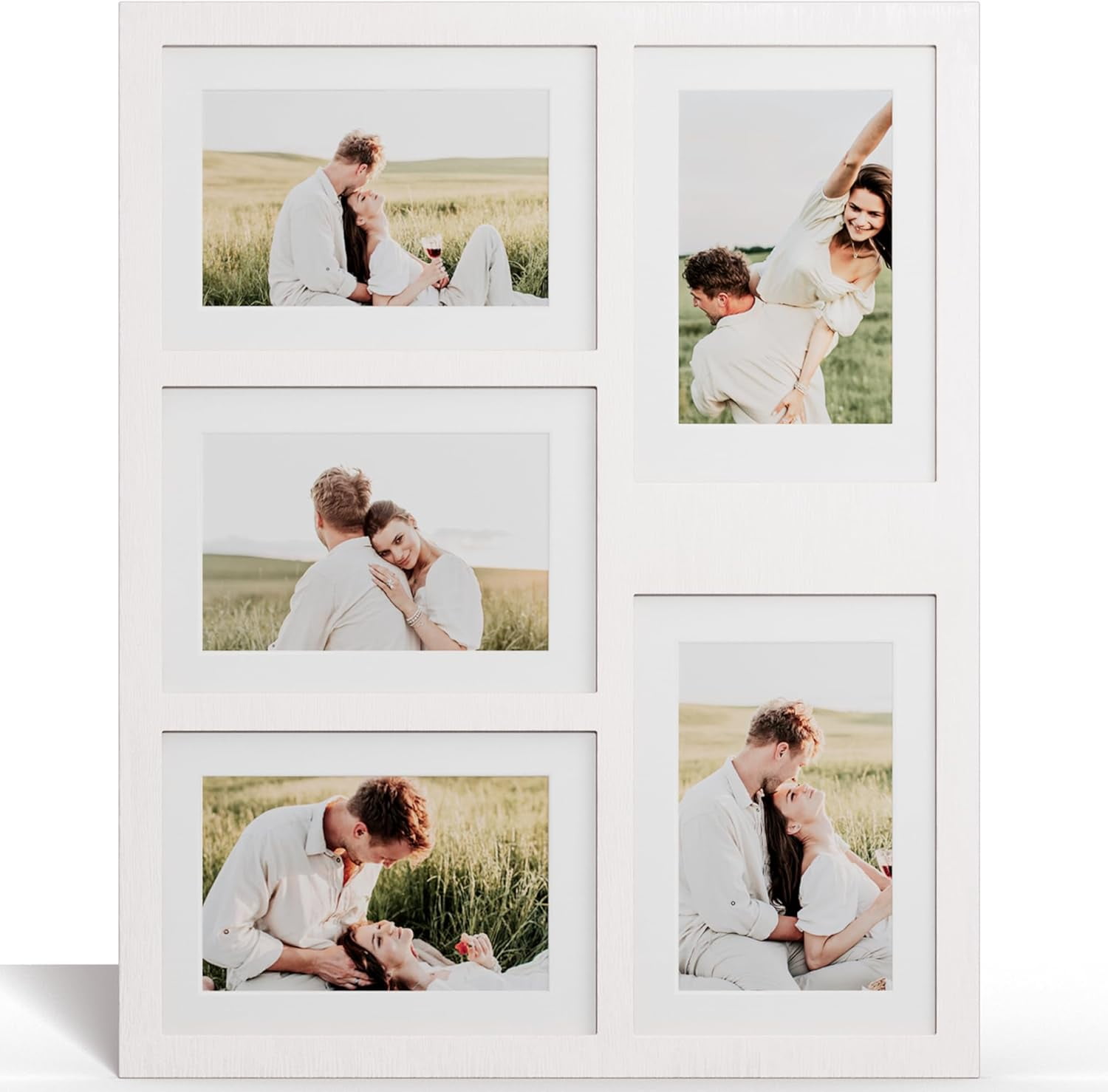 4x6 or 5x7 Picture Frames, White Rustic Wooden Frame with Real Glass ...