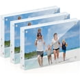 4x6 Acrylic Picture Frame 3 Pack, 20mm Thick Magnetic Double Sided ...