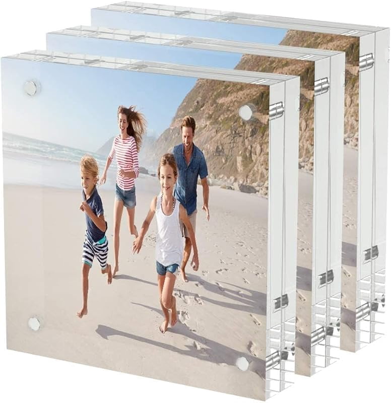 4x6 Acrylic Picture Frames 3 Pack, 20% Thicker Block, Clear Picture ...
