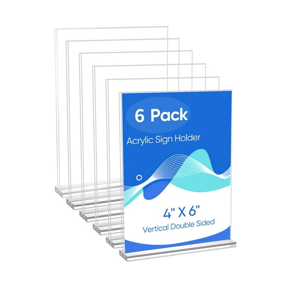 4x6 Acrylic Table Sign Stand, Double Side Display Holder for Paper ...