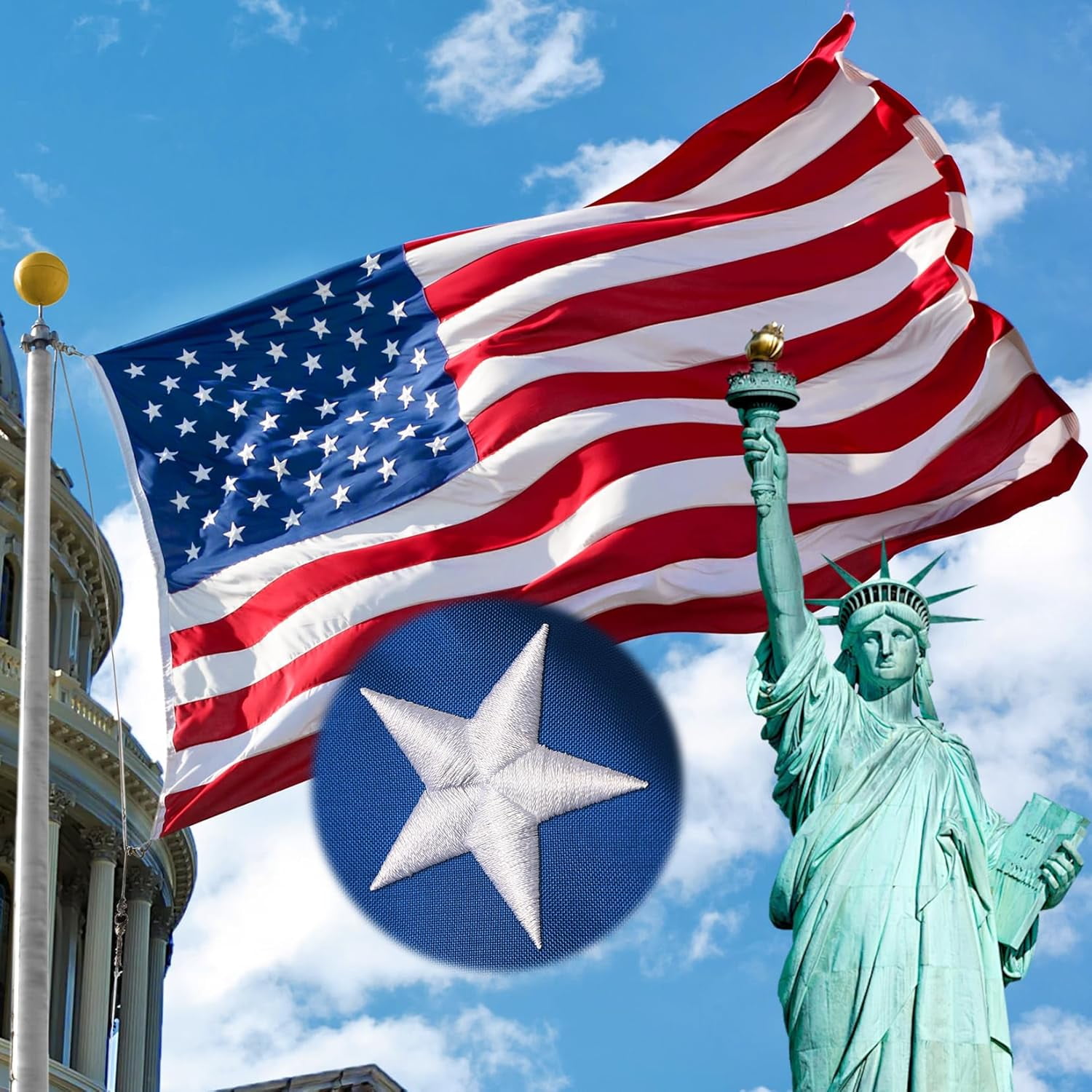 4x6 American Flag Outdoor Heavy Duty,4by 6 American Flag,US Flag,4' x 6 ...