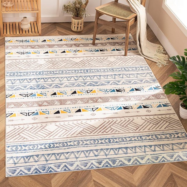 4x6 Boho Area Rug, Washable, Anti-Slip, Ultra-Thin, Stain Resistant ...