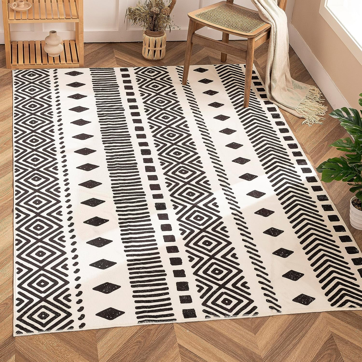 4x6 Boho Area Rug, Washable, Anti-Slip, Ultra-Thin, Stain Resistant ...