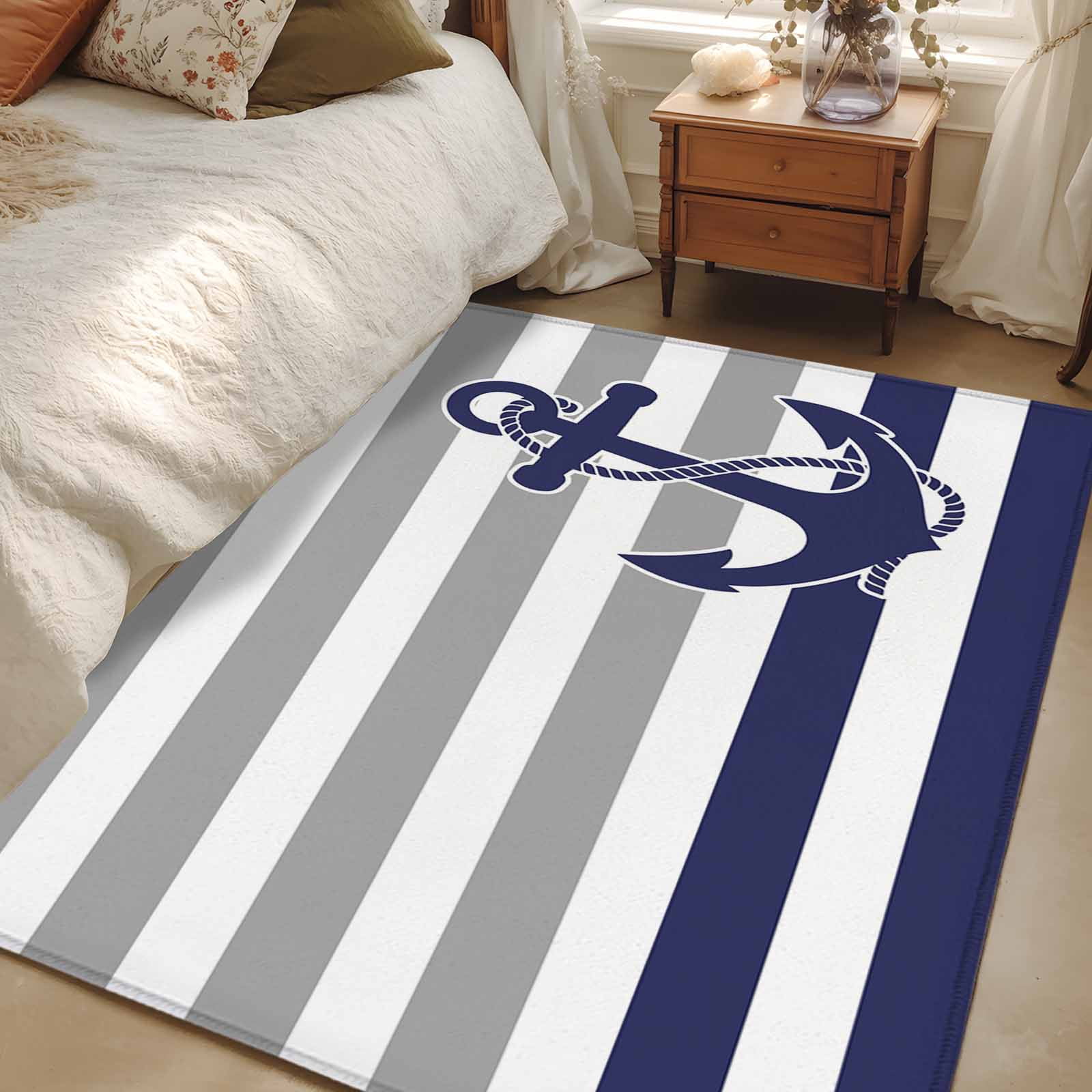 4x6 Area Rugs, Anchor Gray Non-Skid Rubber Backing Large Rectangle Rugs ...
