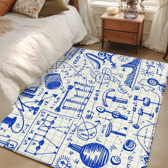 4x6 Area Rugs, Blue Physics Non-Skid Rubber Backing Large Rectangle ...