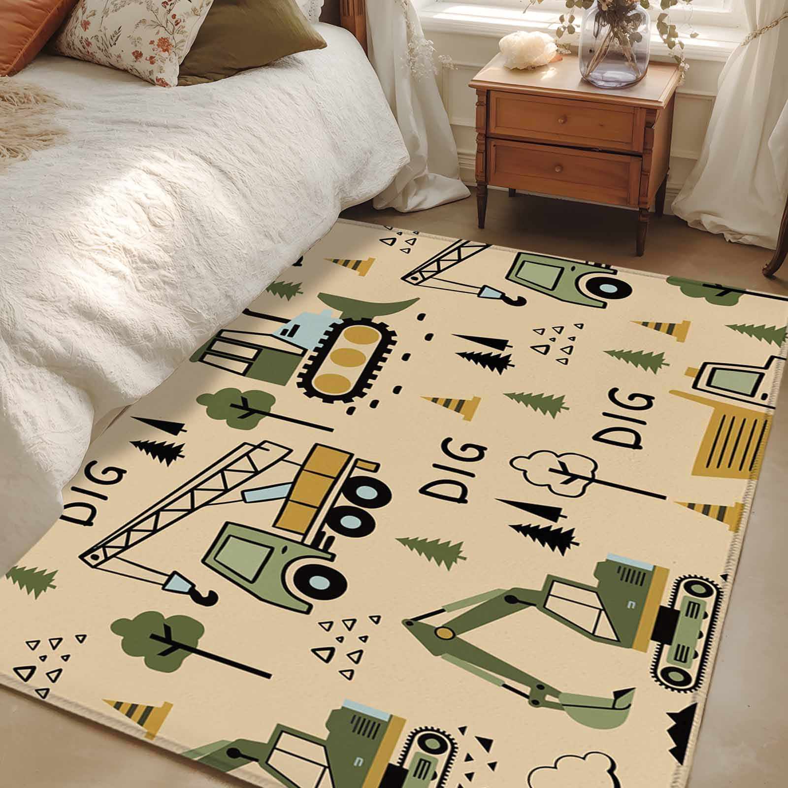 4x6 Area Rugs, Cartoon Tractor Non-Skid Rubber Backing Large Rectangle ...