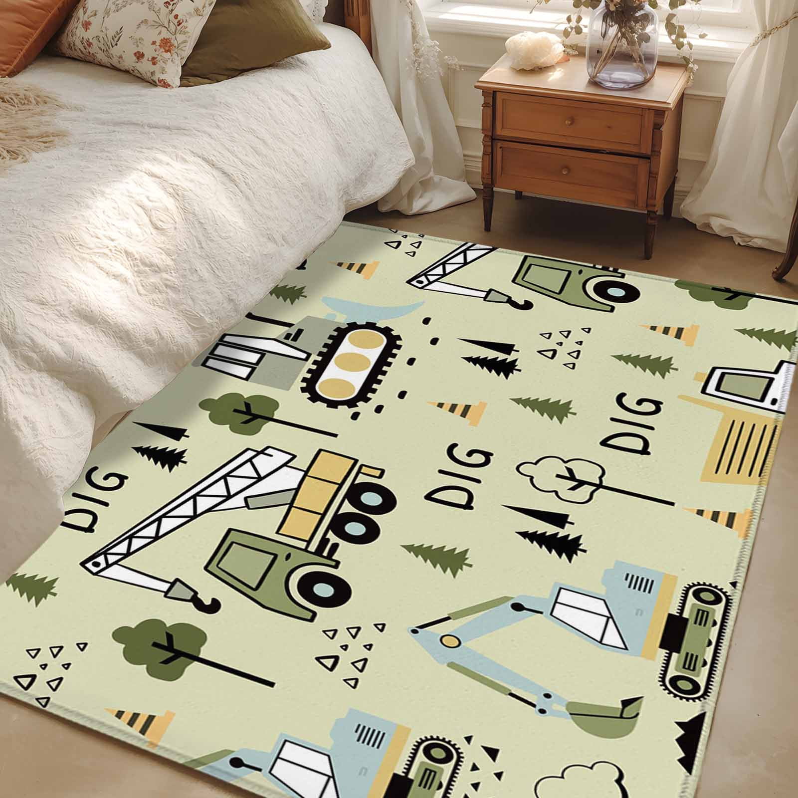 4x6 Area Rugs, Cartoon Tractor Non-Skid Rubber Backing Large Rectangle ...