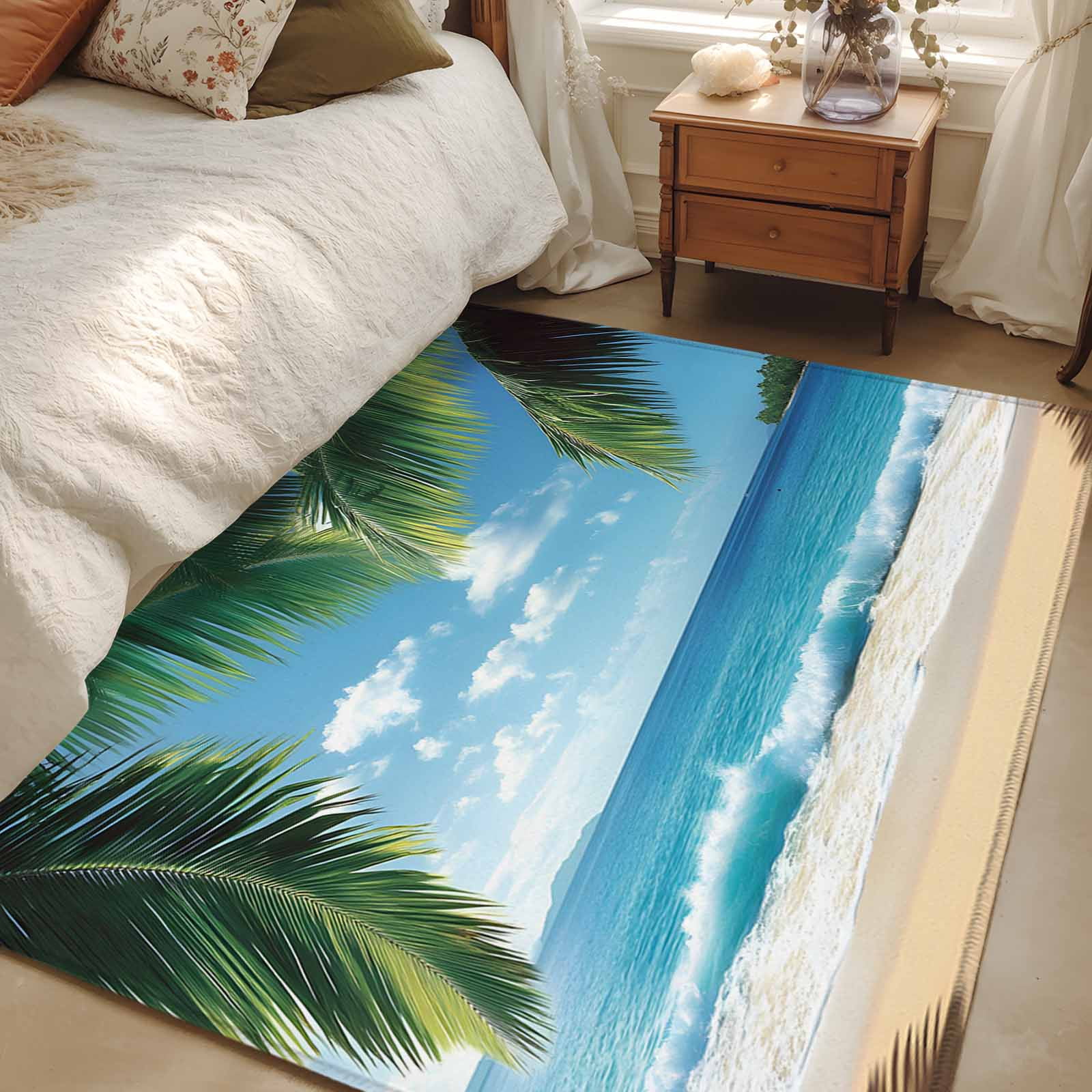 4x6 Area Rugs, Coastal Ocean Non-Skid Rubber Backing Large Rectangle ...