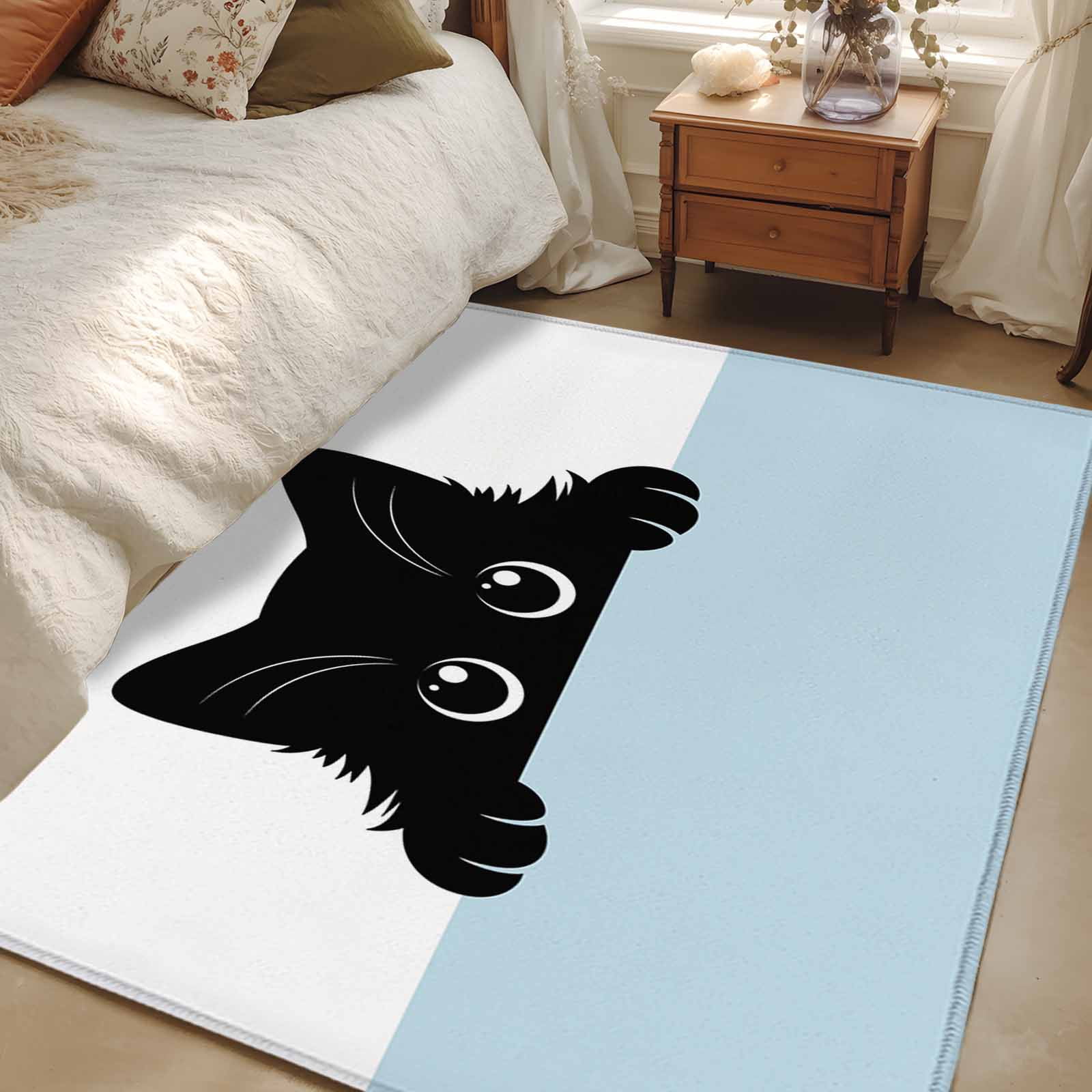 4x6 Area Rugs, Cute Black Cats Non-Skid Rubber Backing Large Rectangle ...