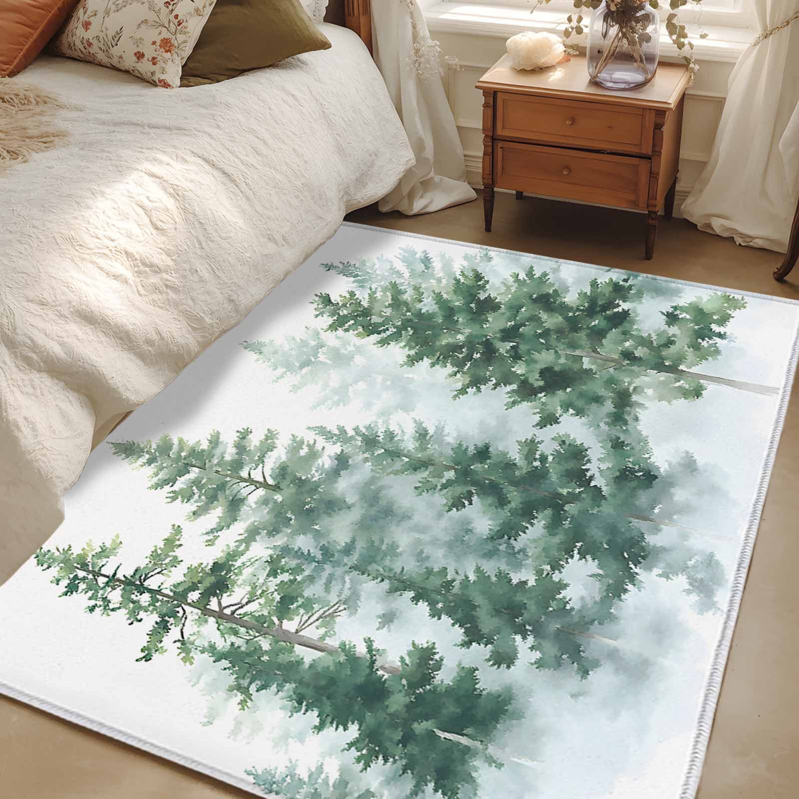 4x6 Area Rugs, Forest Green Non-Skid Rubber Backing Large Rectangle ...