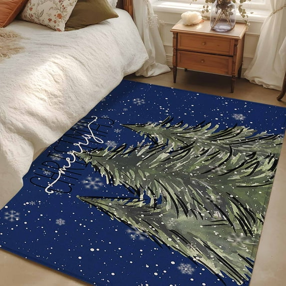 4x6 Area Rugs, Forest Snow Tree, Non-Skid Rubber Backing Large ...