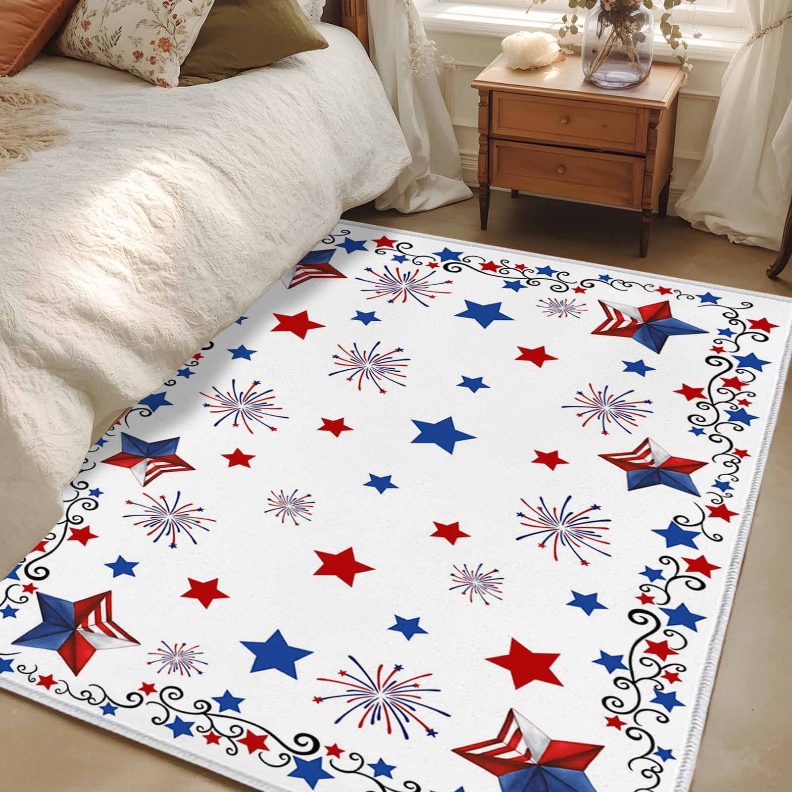 4x6 Area Rugs, Independence Day Non-Skid Rubber Backing Large Rectangle ...