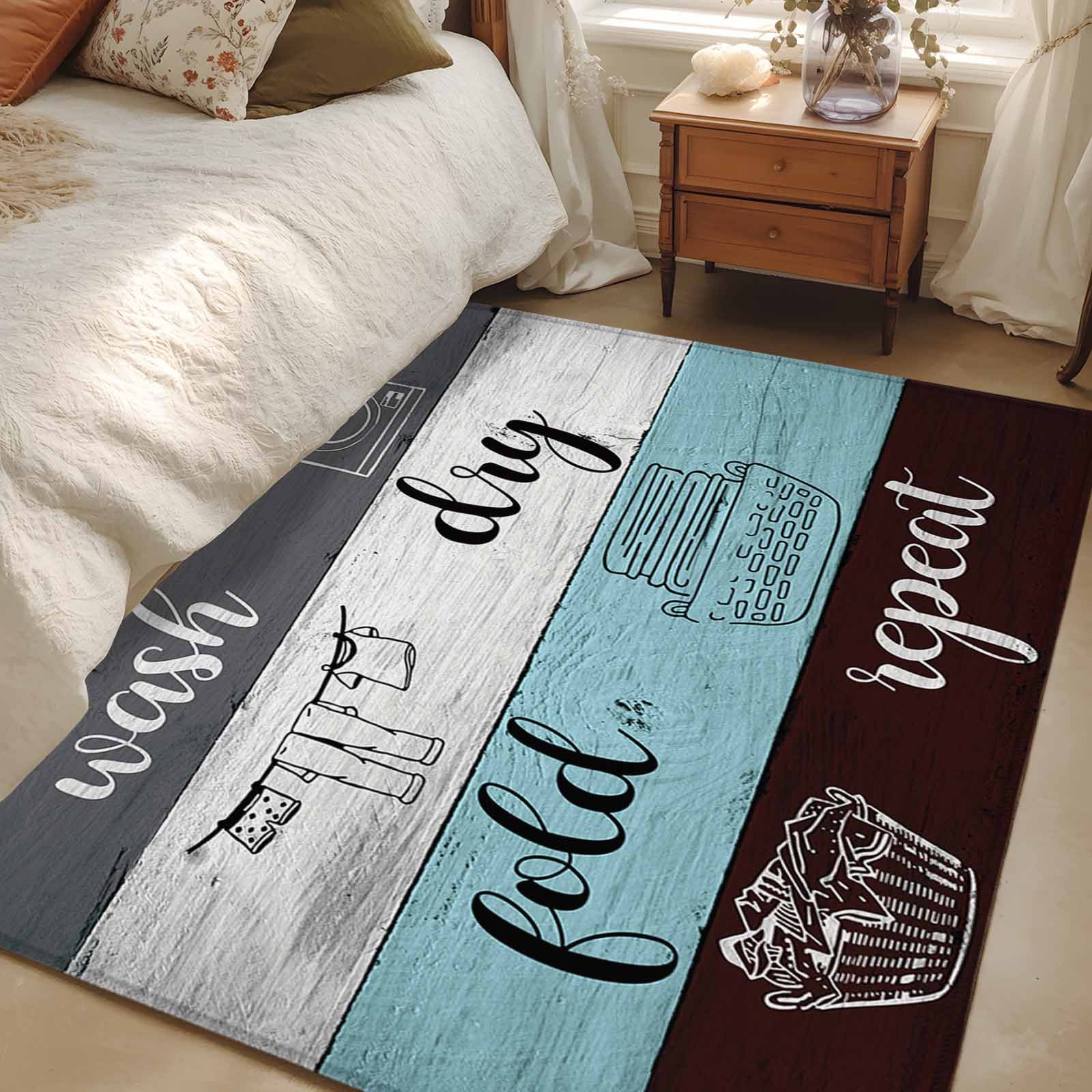 4x6 Area Rugs, Laundry Room Non-Skid Rubber Backing Large Rectangle ...