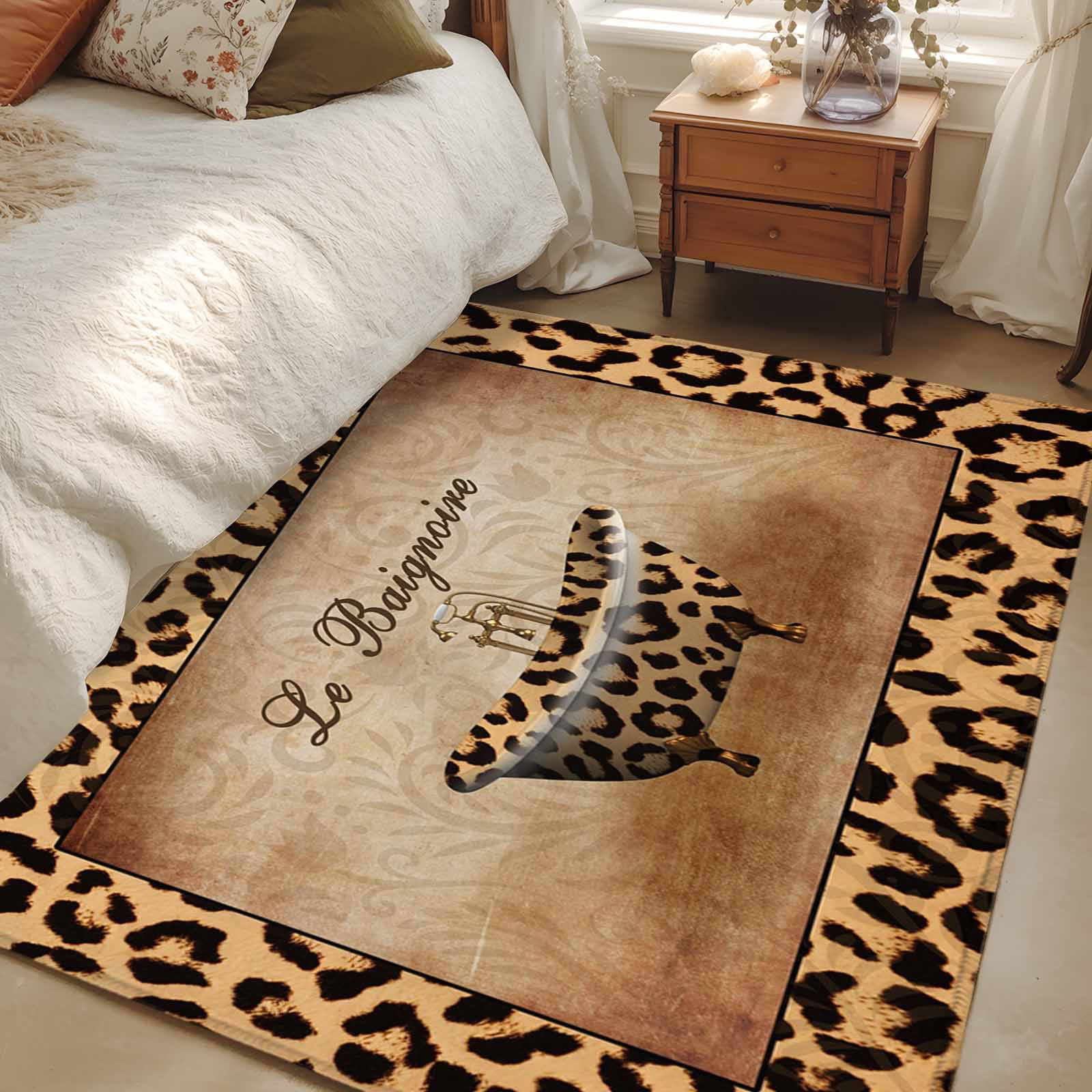 4x6 Area Rugs, Leopard Printed Non-Skid Rubber Backing Large Rectangle ...