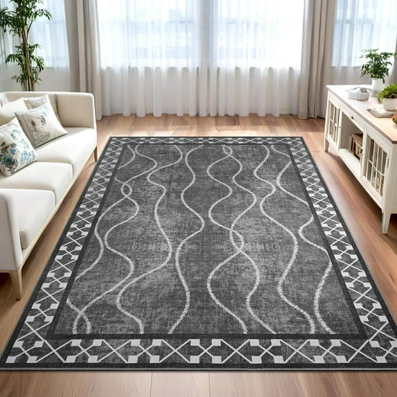 4x6 Area Rugs for Living Room Bedroom, Machine Washable Low Pile Rugs ...