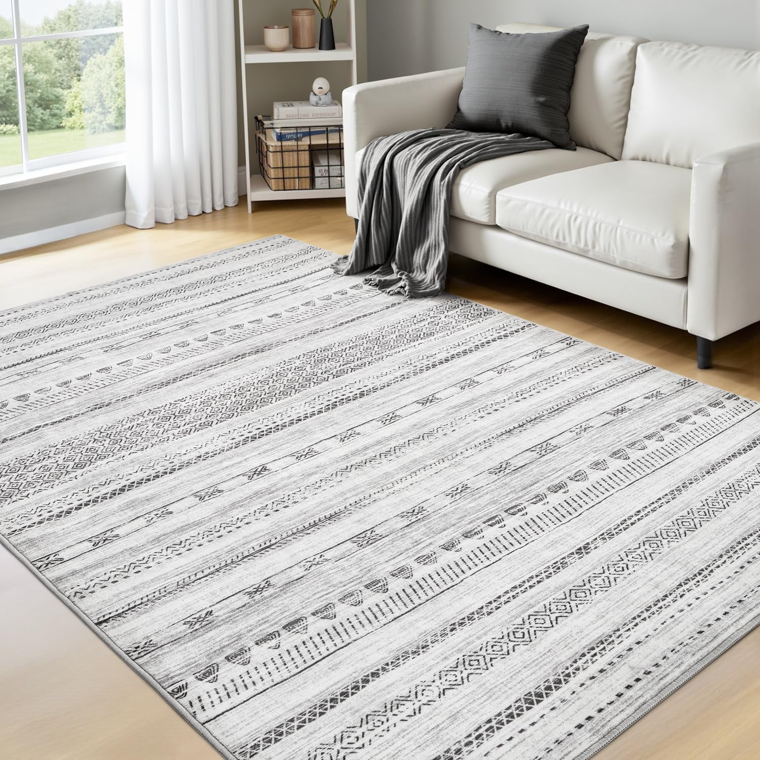 4x6 Area Rugs for Living Room Machine Washable Rug Distressed Indoor ...