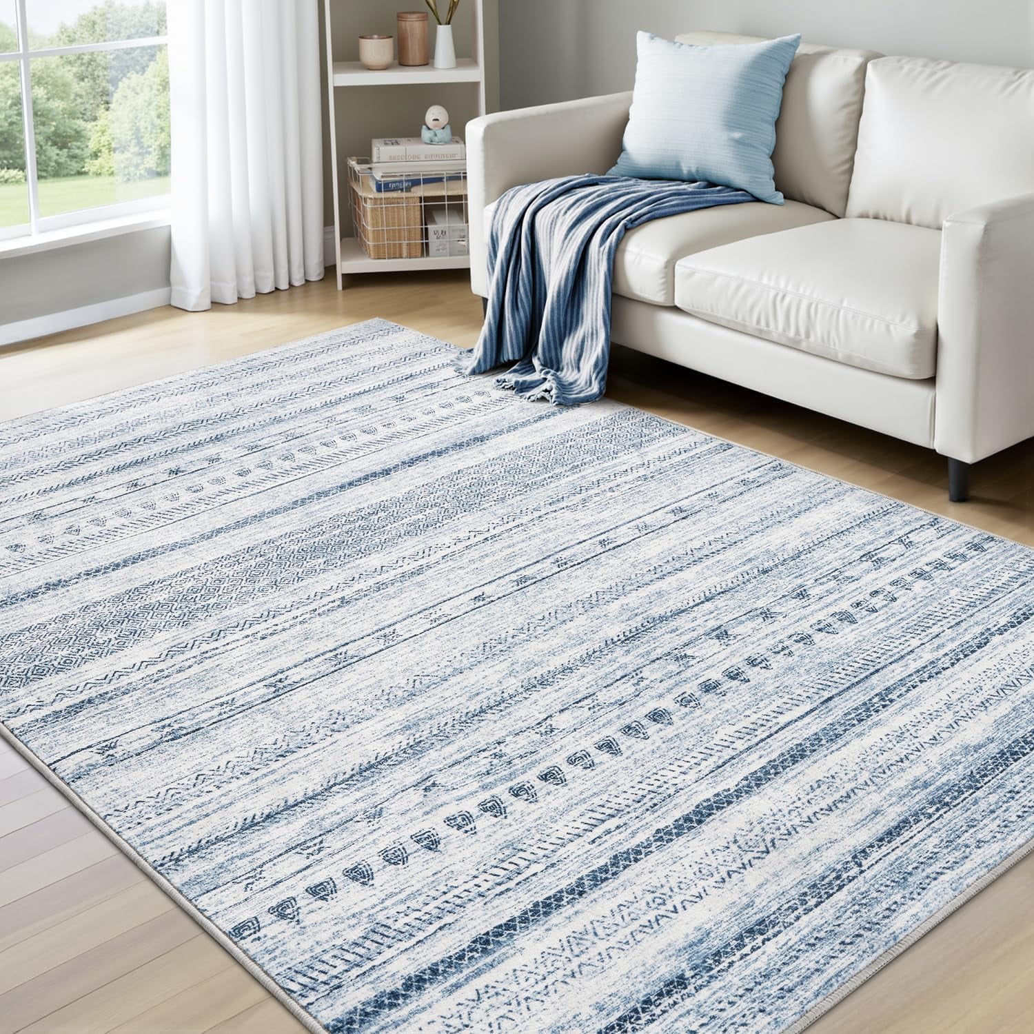 4x6 Area Rugs for Living Room Machine Washable Rug Distressed Indoor ...