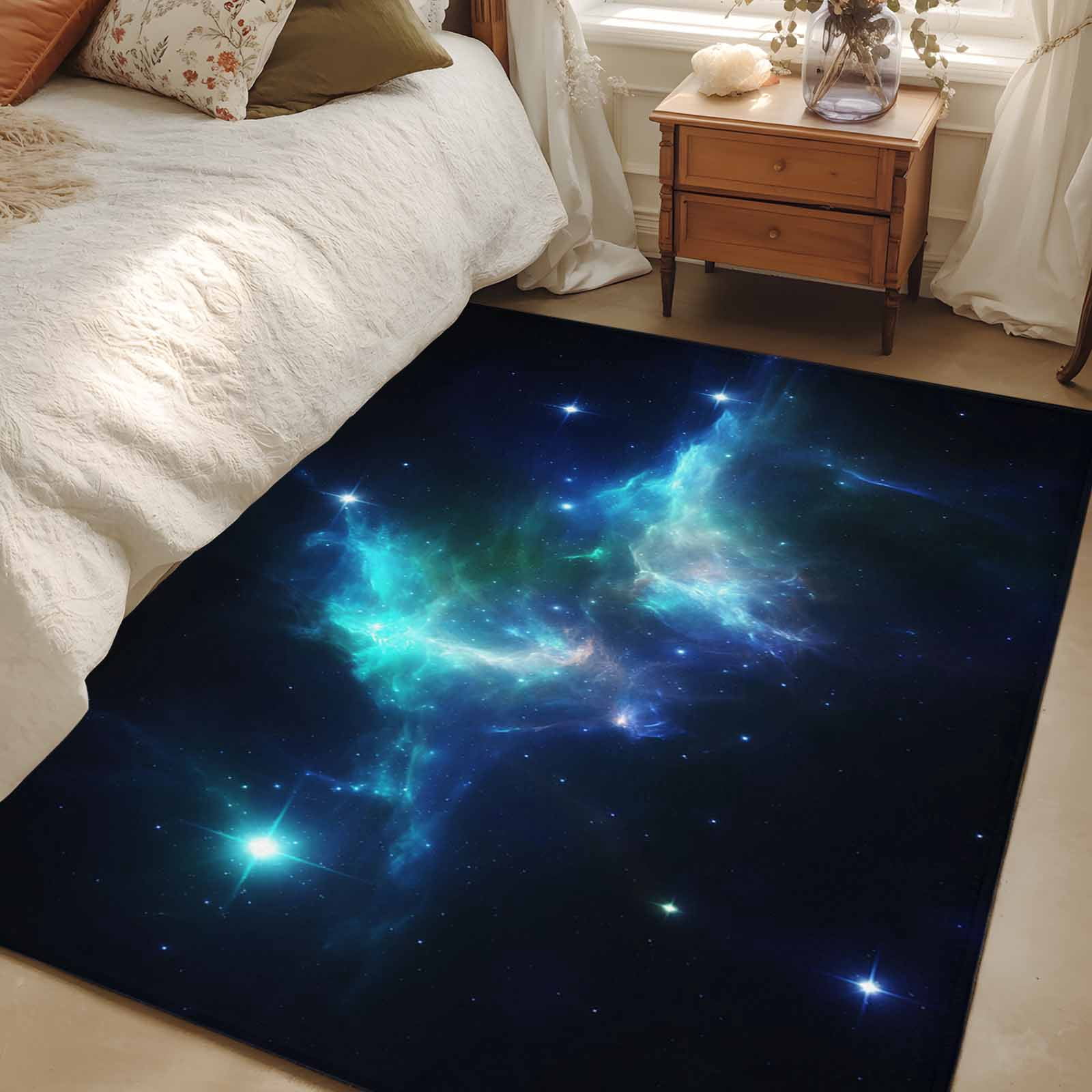 4x6 Area Rugs, Navy Blue Black Non-Skid Rubber Backing Large Rectangle ...