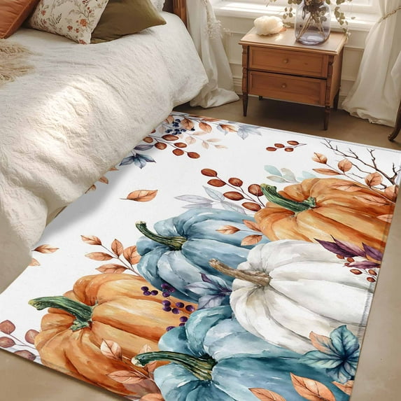 4x6 Area Rugs, Orange Blue Grey Fall Non-Skid Rubber Backing Large ...