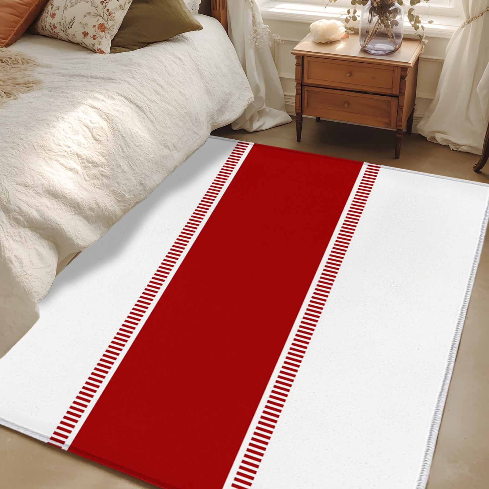 4x6 Area Rugs, Red Solid Color Texture Non-Skid Rubber Backing Large ...