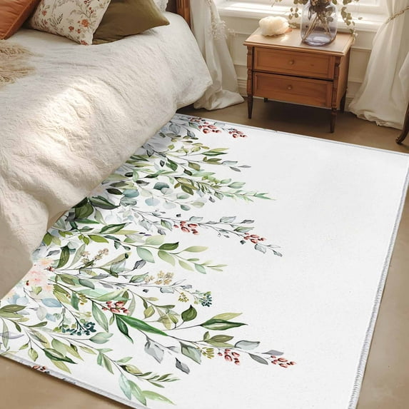 4x6 Area Rugs, Sage Green Eucalyptus Non-Skid Rubber Backing Large ...