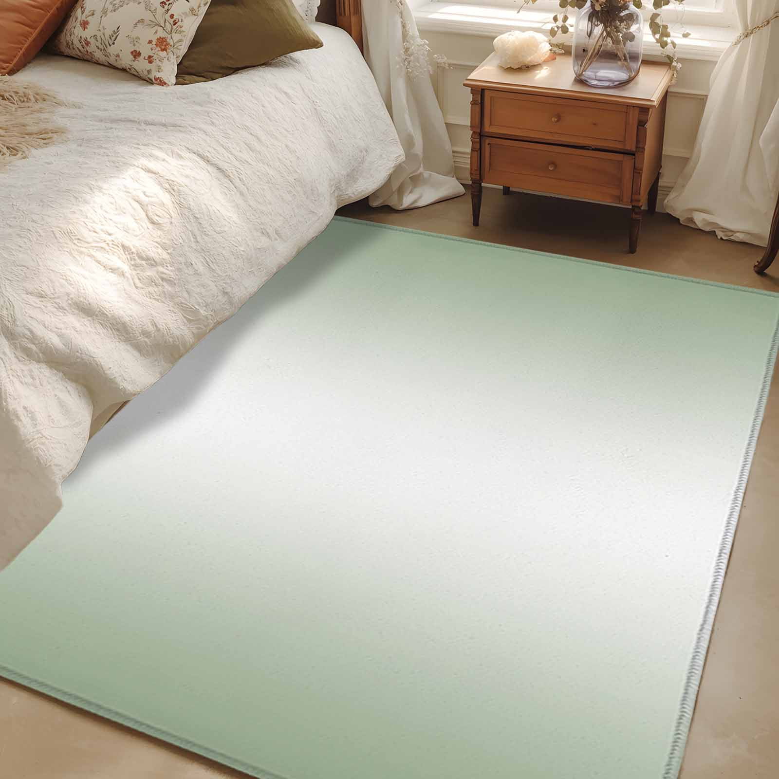 4x6 Area Rugs Sage Green Ombre Non-Skid Rubber Backing Large Rectangle ...