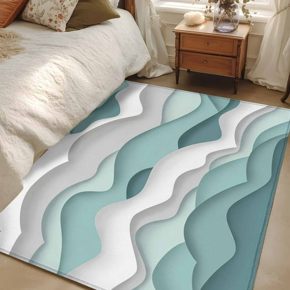 4x6 Area Rugs, Teal Ombre Non-Skid Rubber Backing Large Rectangle Rugs ...