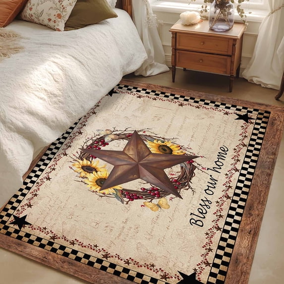 4x6 Area Rugs, Texas Star Vintage Non-Skid Rubber Backing Large ...