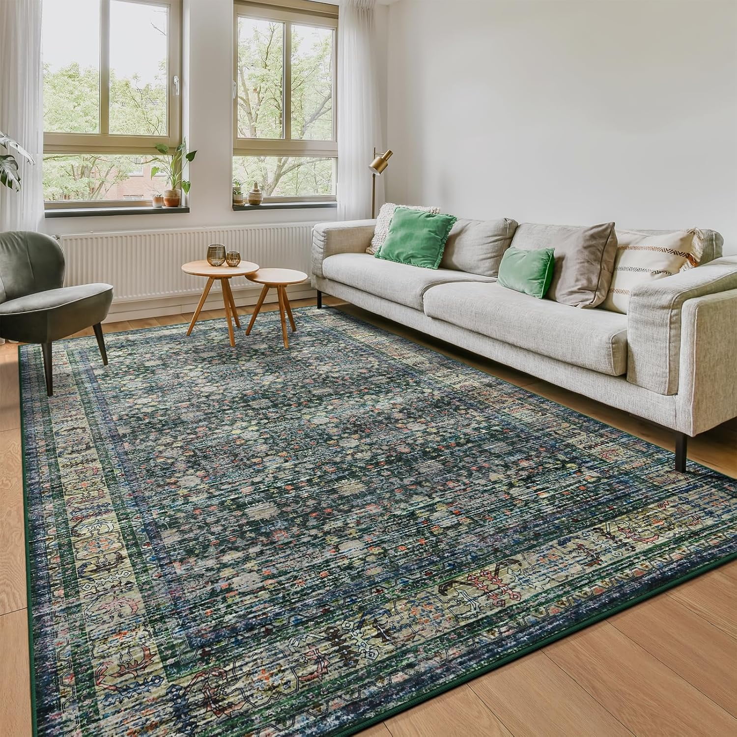 4x6 Area Rugs Washable Vintage Floral Retro Rug for Bedroom Living Room ...