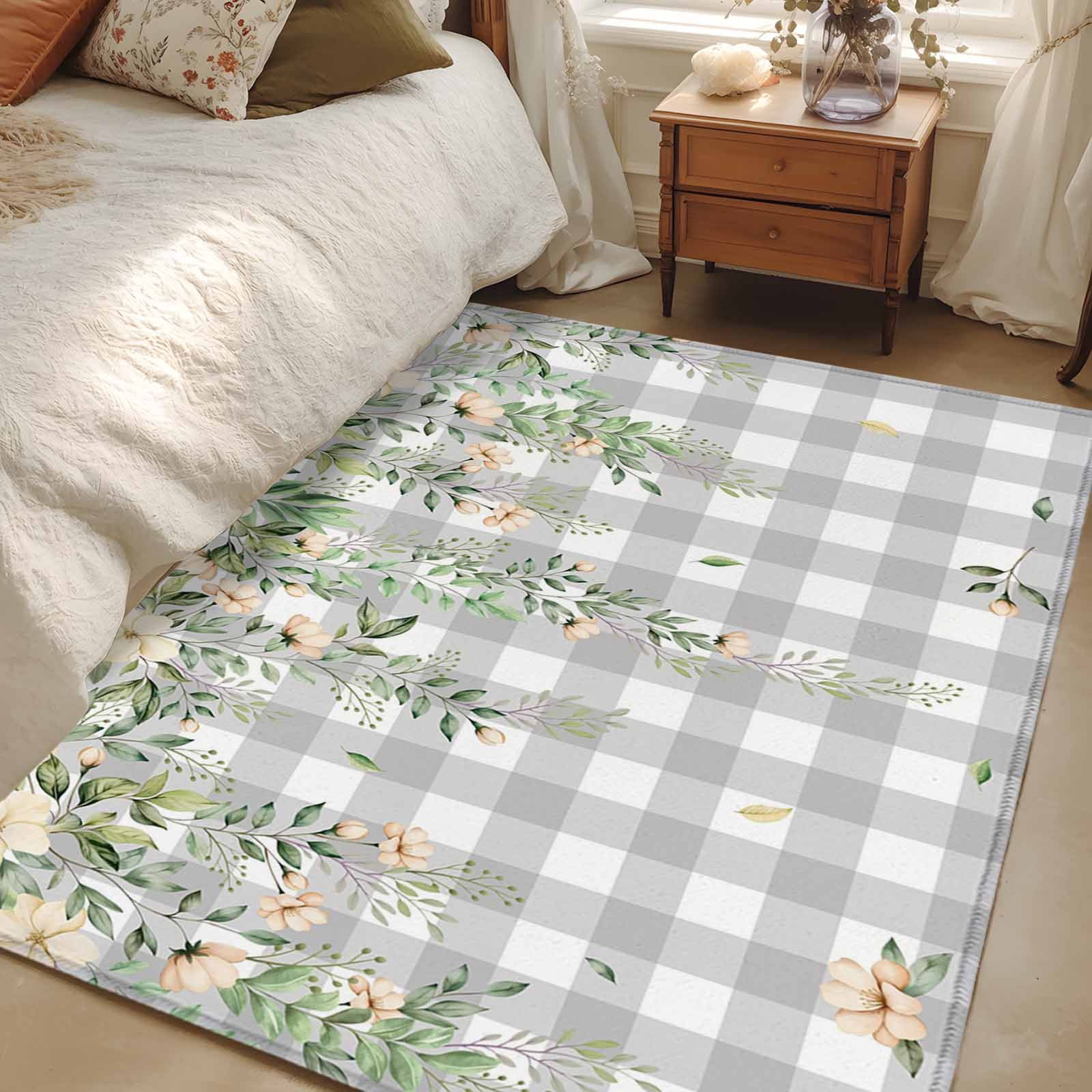 4x6 Area Rugs, Watercolor Floral Non-Skid Rubber Backing Large ...