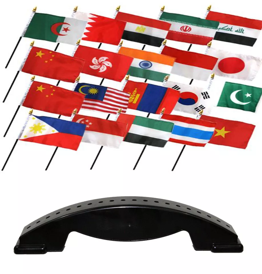 4x6 Asian Country 20 Desk Set Table Stick Flags w/ 20 Hole Base Stand ...