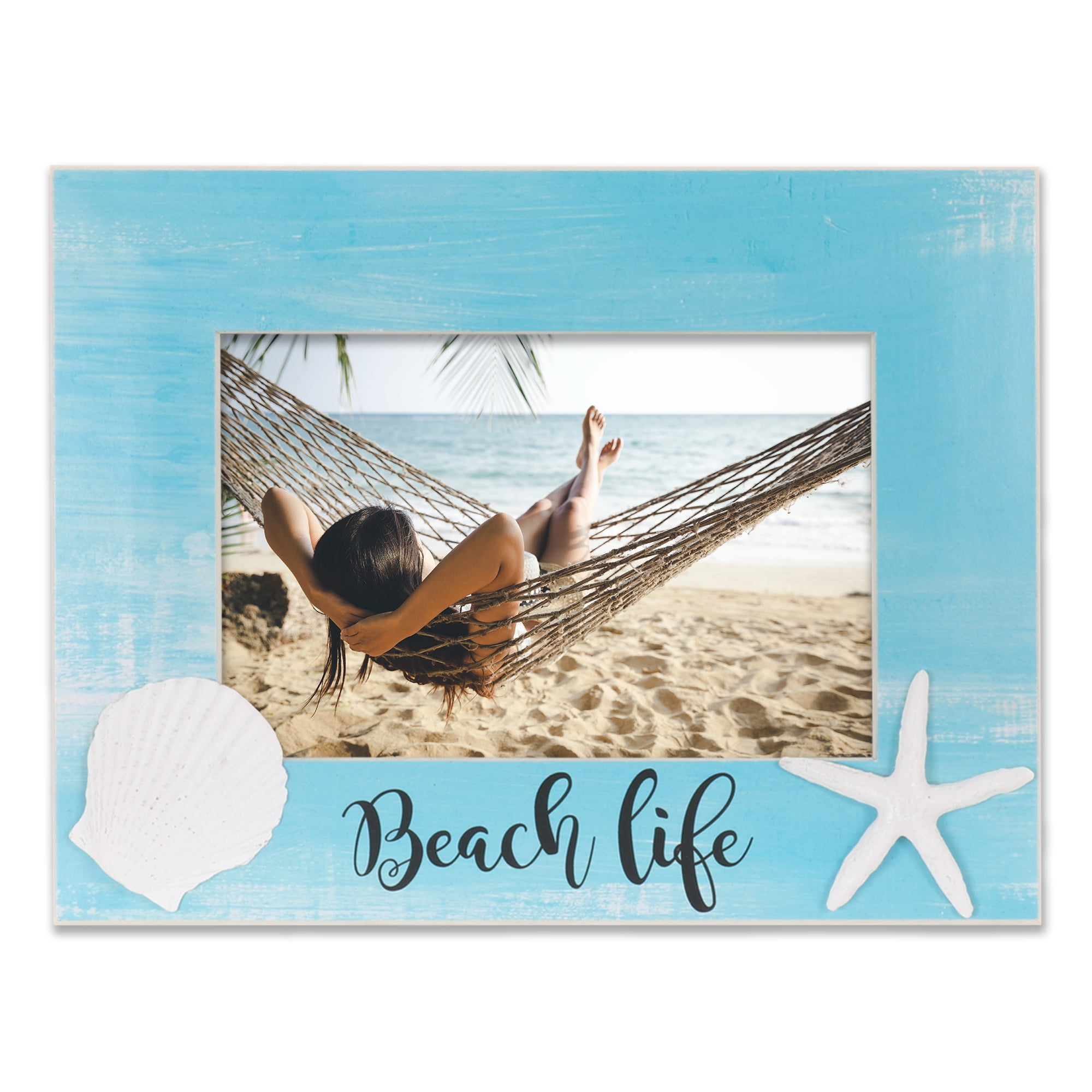 Lawrence Frames 4x6 Beach Life Picture Frame Weathered Blue with 3D ...