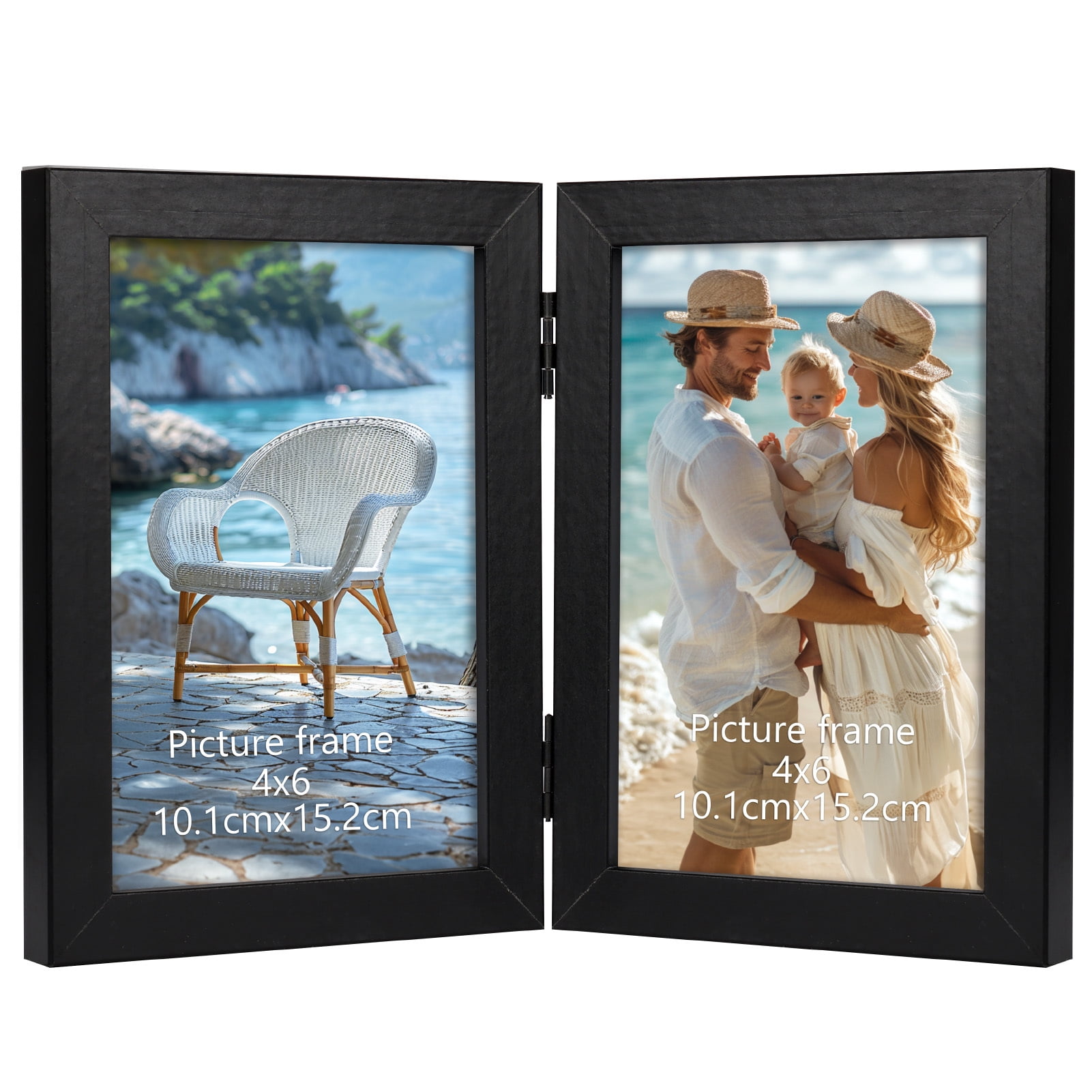 4x6 Black Picture Frame Double Photo Frames for Tabletop or Desktop ...