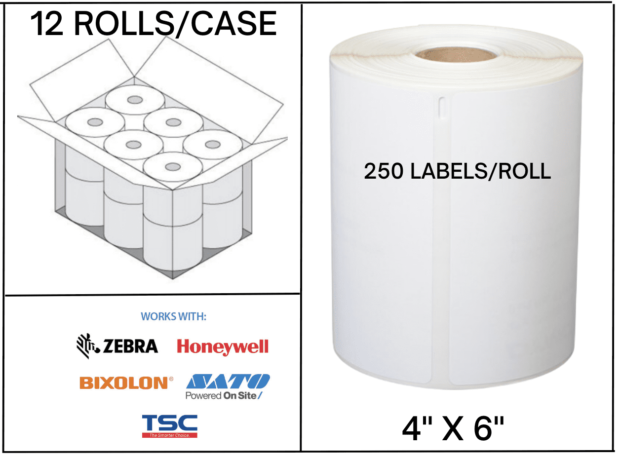 4x6 Blank Perforated Shipping Labels for Thermal Printer - 12 Rolls ...