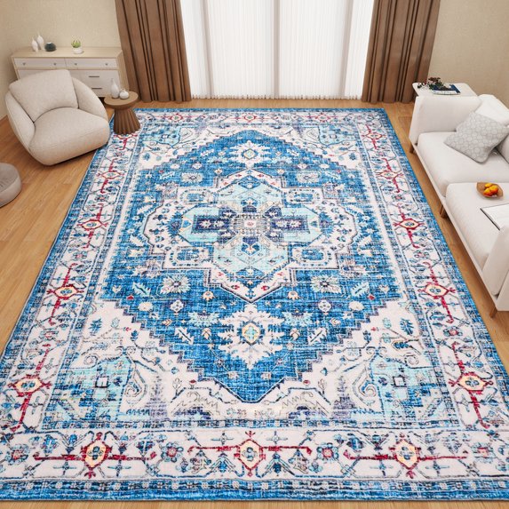 4x6 Blue Area Rug, Washable Rugs, Non-Slip Rug for Livingroom ...
