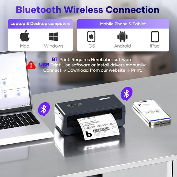 4x6 Bluetooth Thermal Label Printer for Small Business and Shipping ...