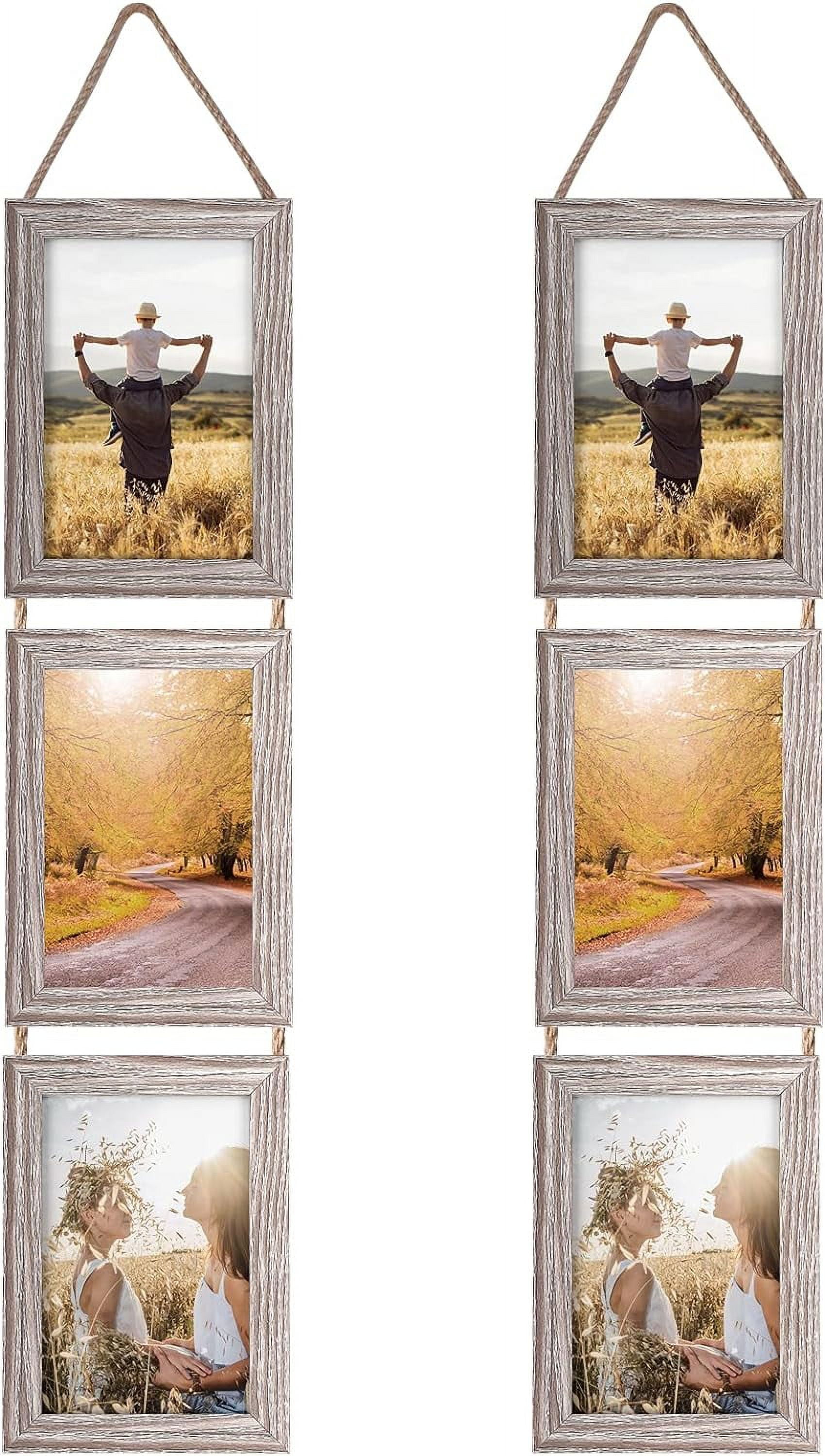 4x6 Collage Hanging Triple Picture Frames Set, Rustic 6 Opening ...