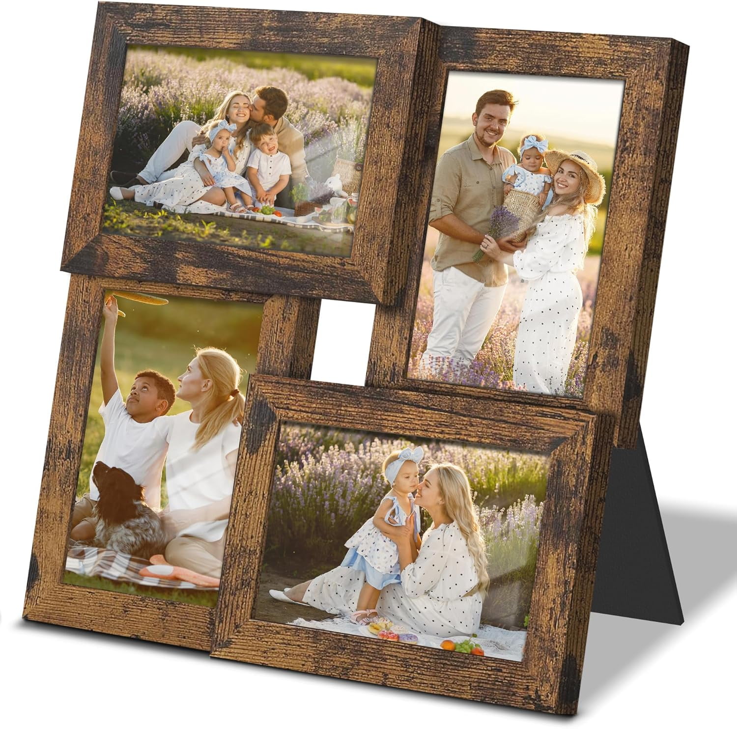 4x6 Collage Picture Frame Tempered Glass Front, Displays Four 4x6 Photo ...