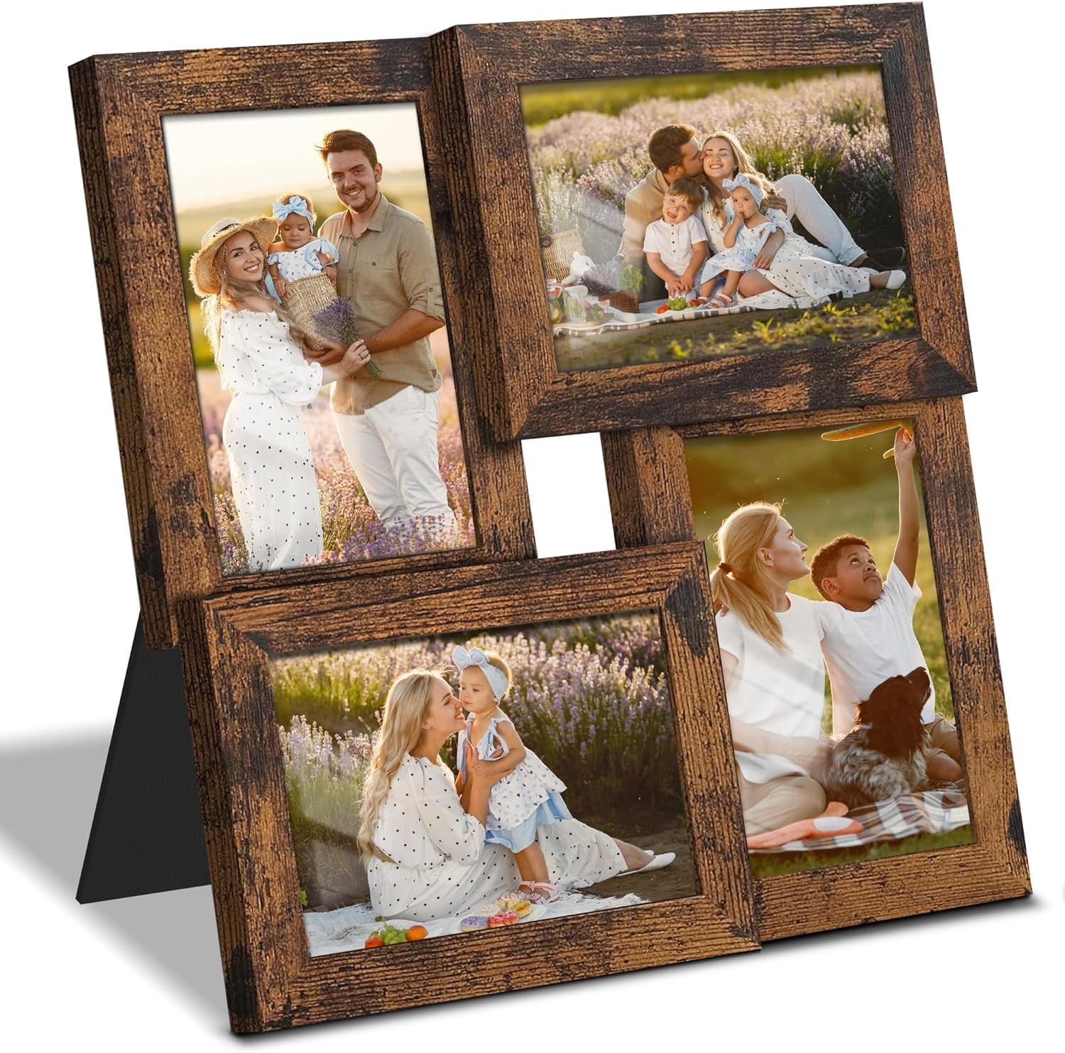 4x6 Collage Picture Frame Tempered Glass Front, Displays Four 4x6 Photo ...