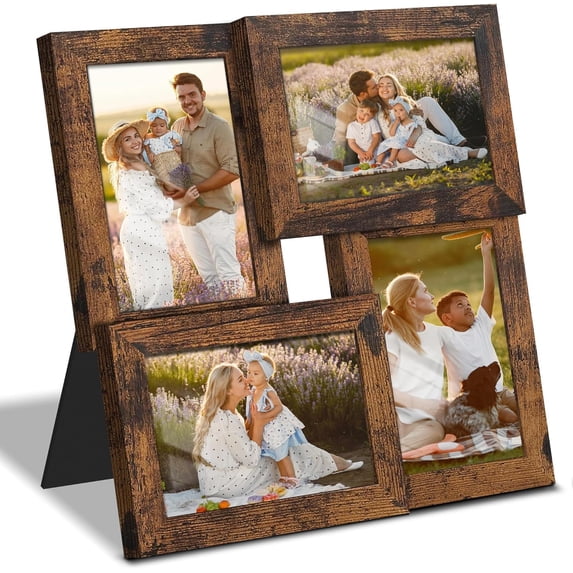 4x6 Collage Picture Frame Tempered Glass Front, Displays Four 4x6 Photo ...