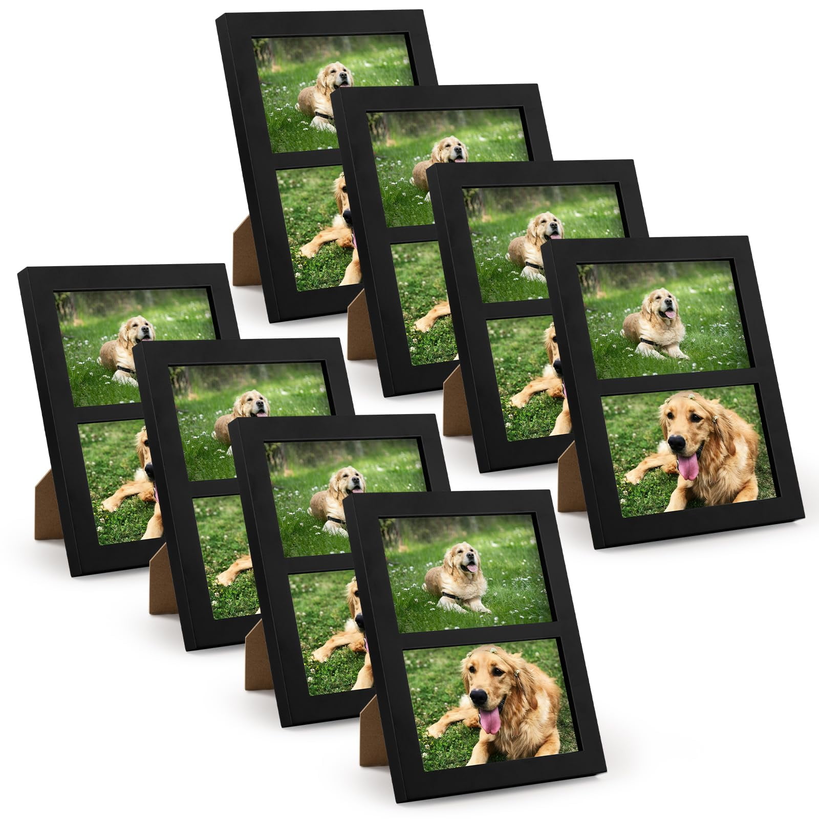 4x6 Collage Picture Frame for 2 Photos, Solid Wood and Real Glass ...
