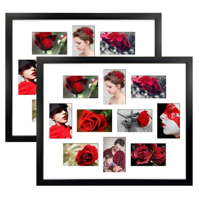 4x6 Collage Picture Frames 2 Pack, 10 Opening Black Multi Photo Frame ...