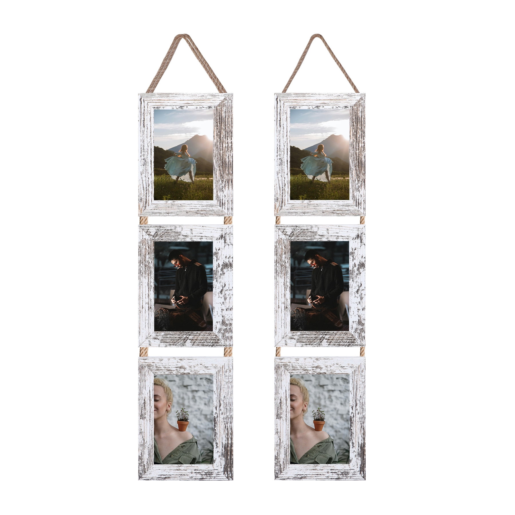 Pemtow 4x6 Collage Picture Frames White, 2 Pack Hanging Frames, MDF and ...