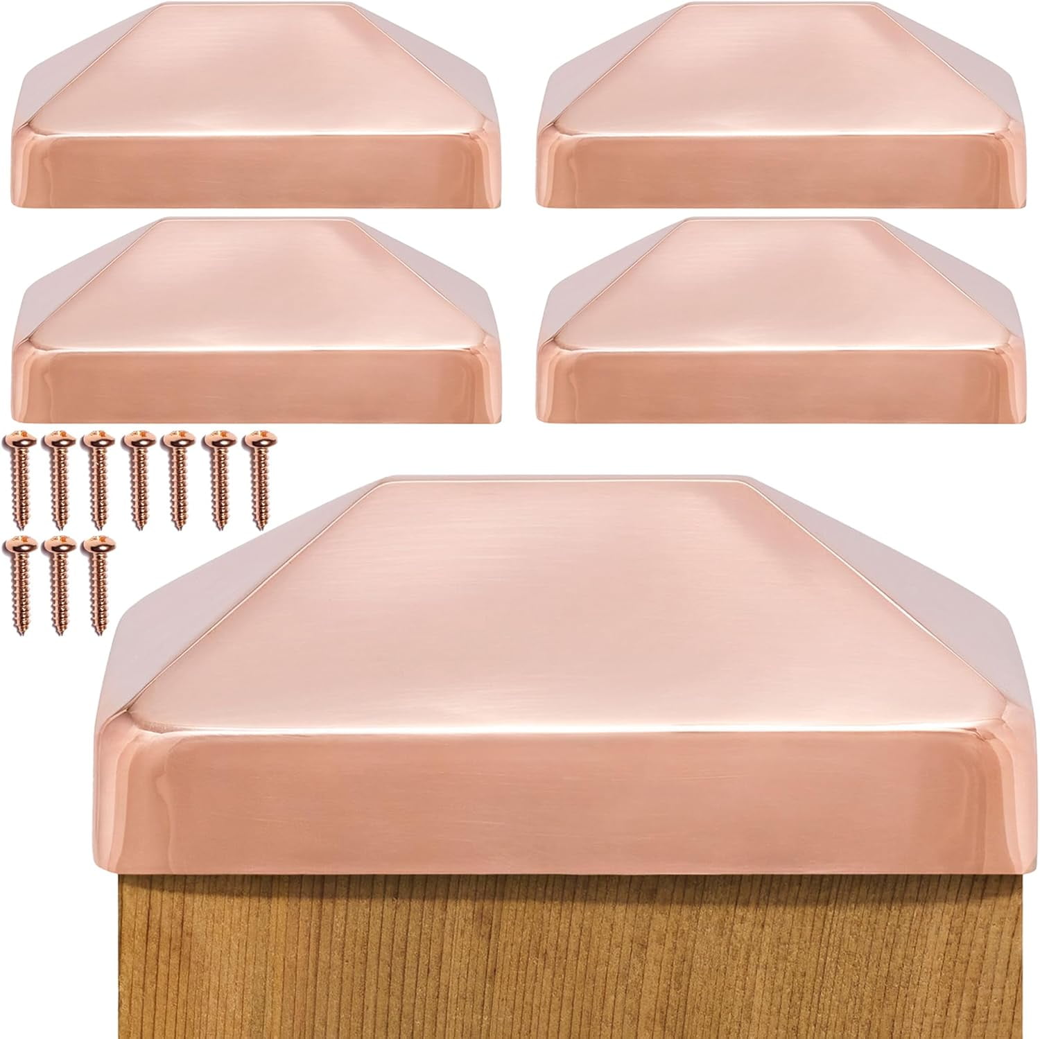 4x6 Copper Pyramid Post Caps (5-Pack) - Extended Lip - Solid Copper ...