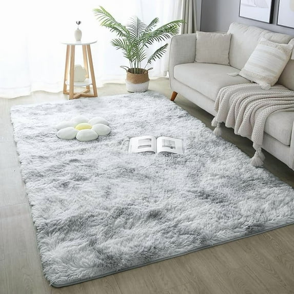 4x6 Dark Grey Fluffy Shag Rug for Bedroom, Soft Plush Fuzzy Washable ...