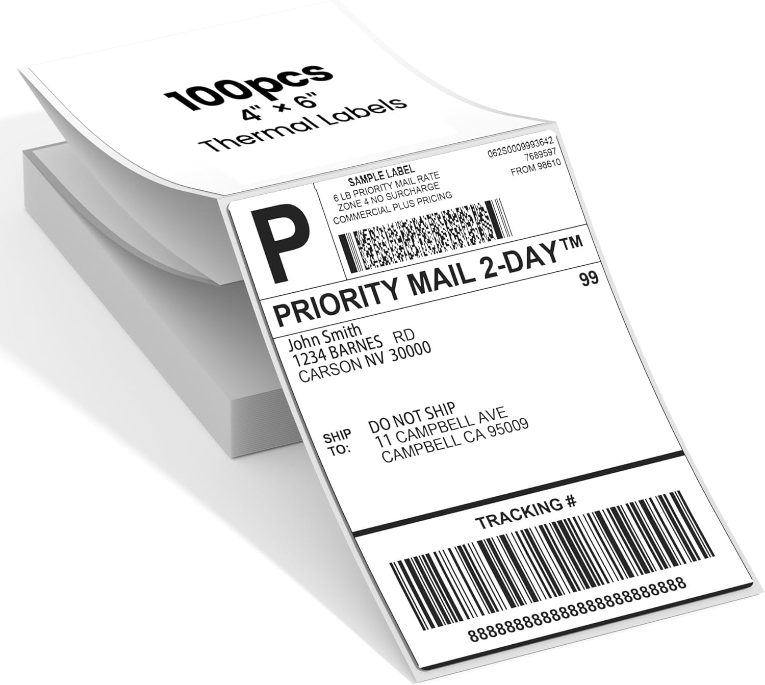 4x6 Direct Thermal Label, Fan-Fold Sticker, Commercial Grade, Thermal ...