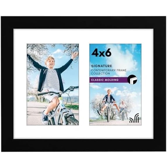 4x6 Double Picture Frame with Shatter-Resistant Glass - Fits Two 4x6 ...