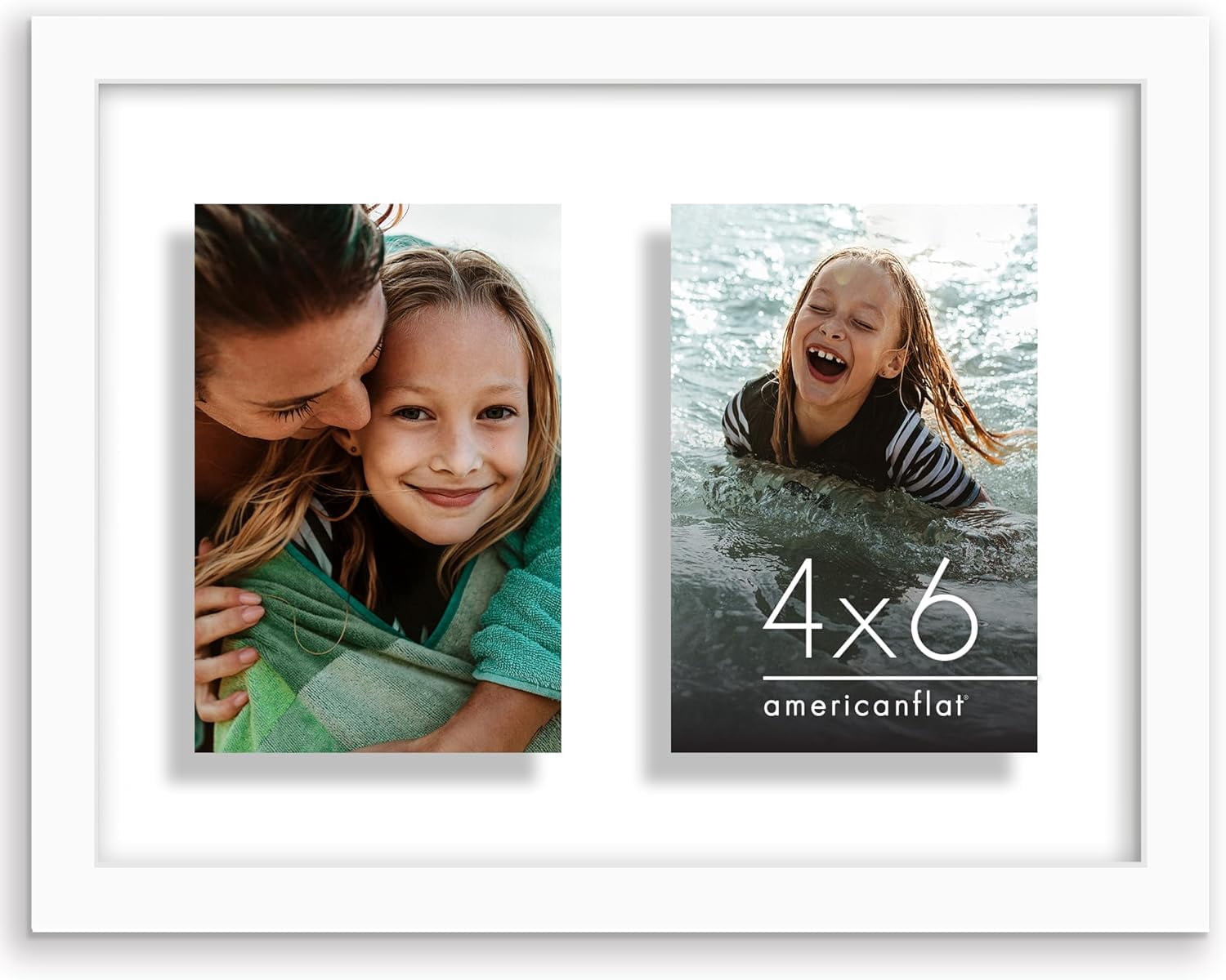 4x6 Double Picture Frame with Shatter-Resistant Glass - Fits Two 4x6 ...