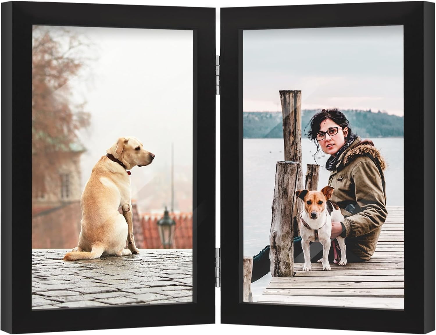4x6 Double Picture Frame Wooden Hinged Photo Frame Definition Glass ...