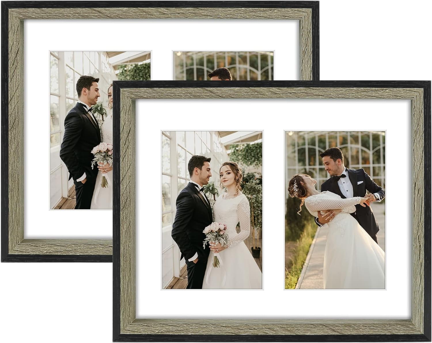 4x6 Double Picture Frame in Grey and Black - 8x10 Collage Frame Real ...